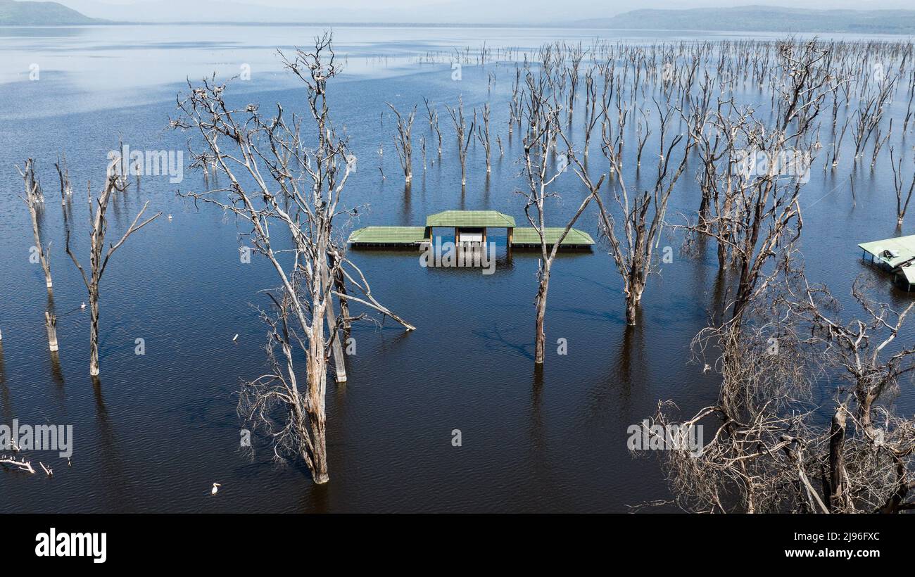 (EDITORS NOTE: Image taken with drone)An aerial view of Lake Nakuru ...