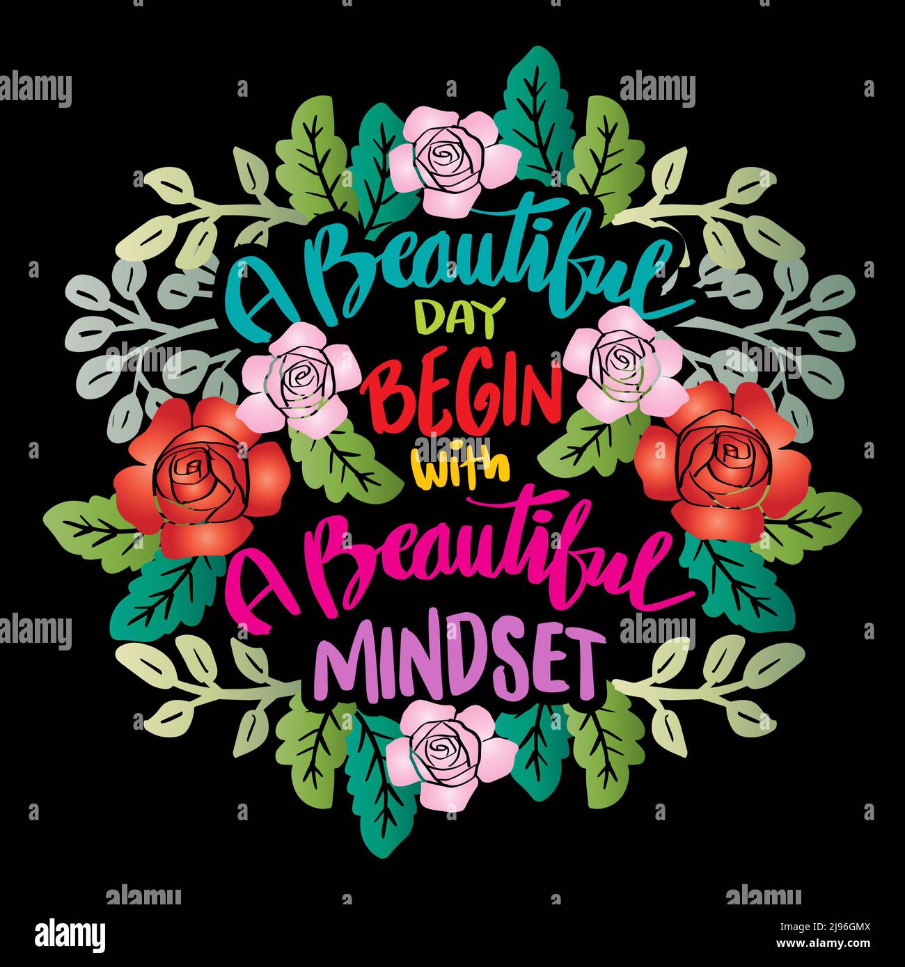 A beautiful day begins with a beautiful mindset. Poster quotes Stock ...