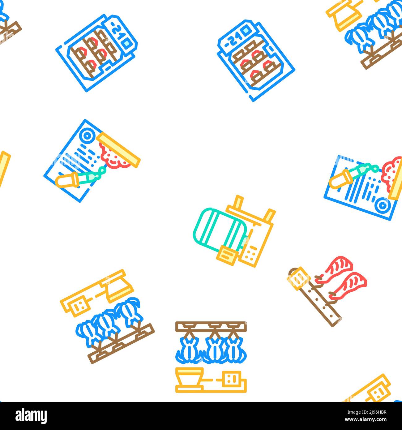 Meat Factory Production Equipment Icons Set Vector Stock Vector Image ...