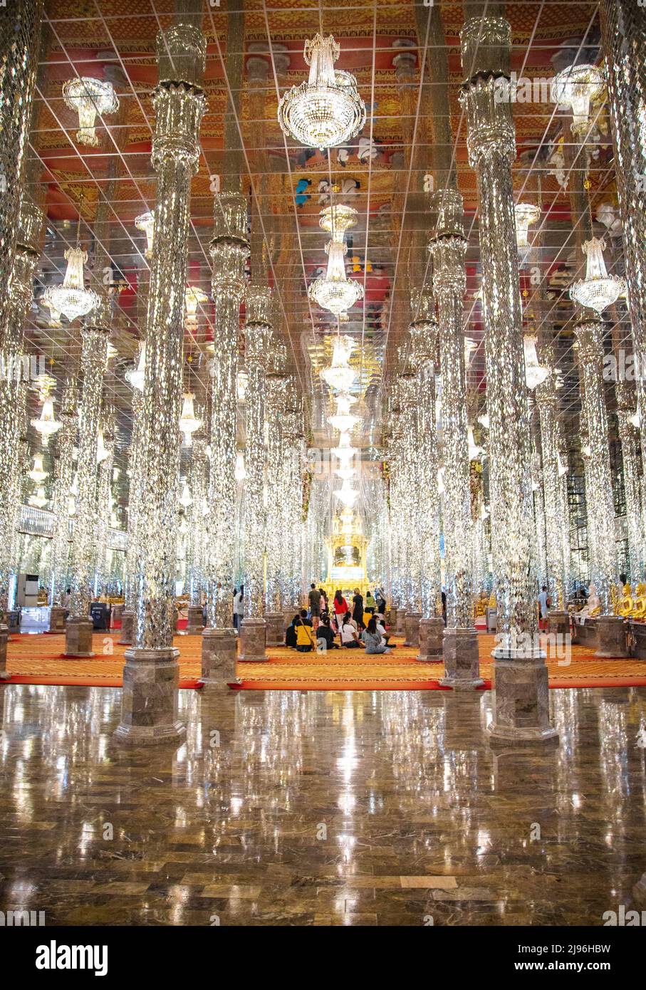 Wat Chantaram and Wat Tha Sung temple, Crystal Sanctuary 100 m long, in Uthai Thani, Thailand ...