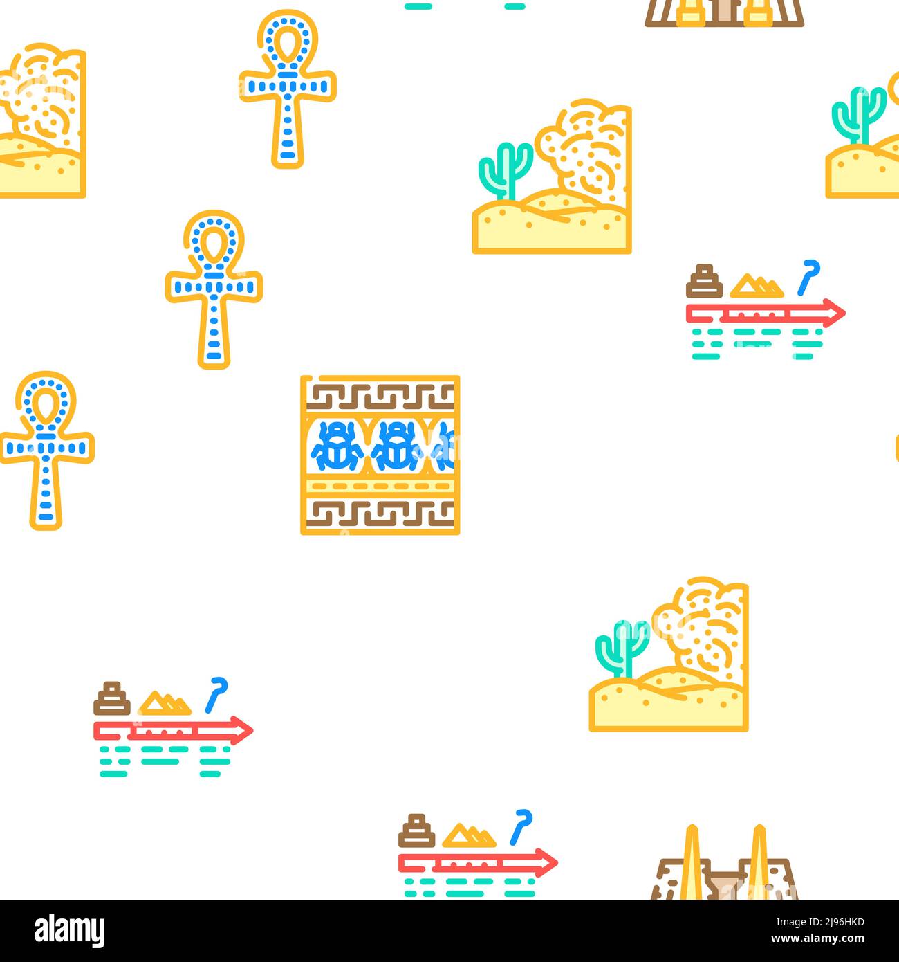Egypt Civilization Landscape Icons Set Vector Stock Vector Image & Art ...