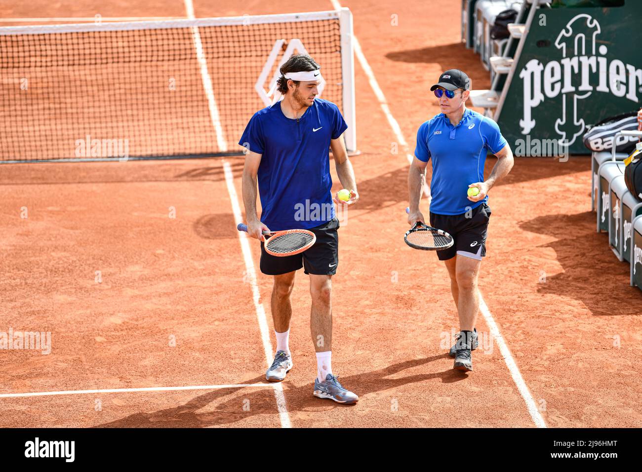 Taylor Fritz of USA and his coach Michael Russell during the French ...