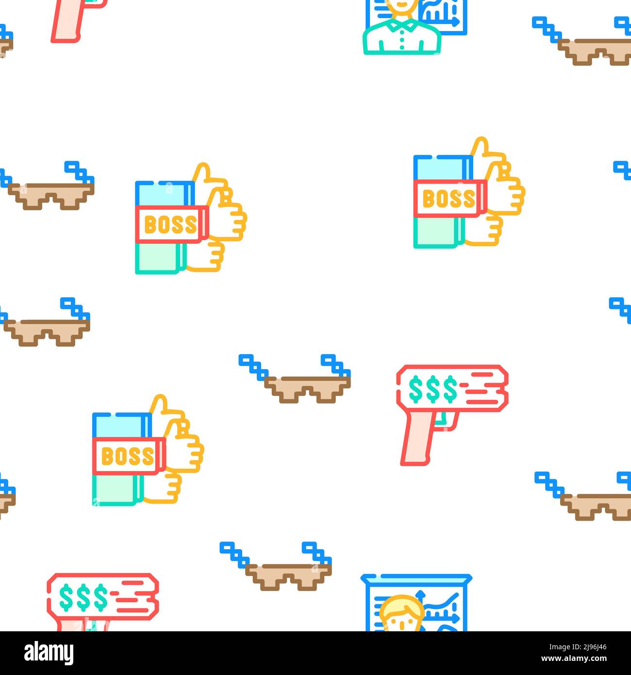 Boss Leader Businessman Accessory Icons Set Vector Stock Vector Image ...