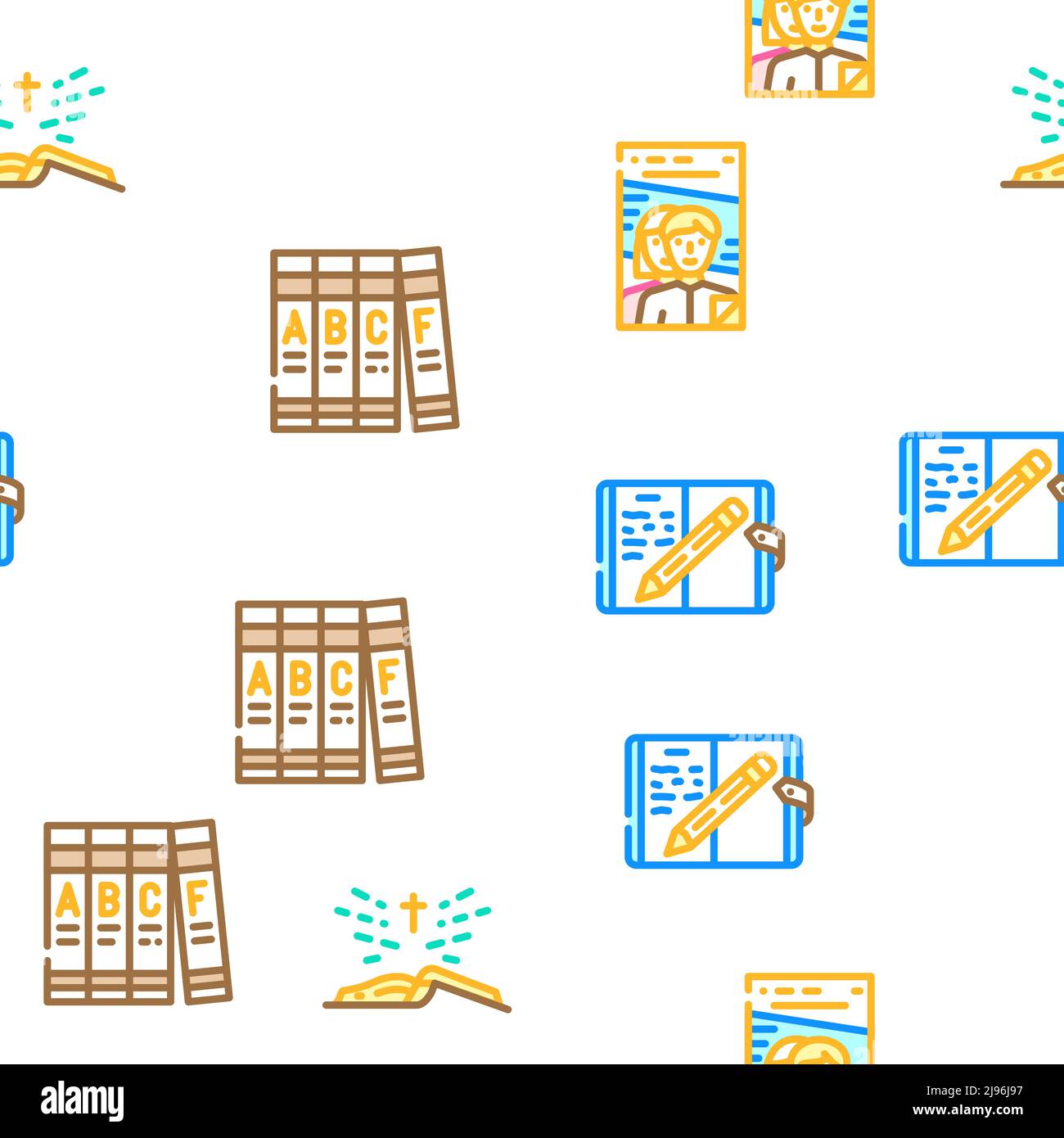 Book And Magazine Press For Read Icons Set Vector Stock Vector Image ...