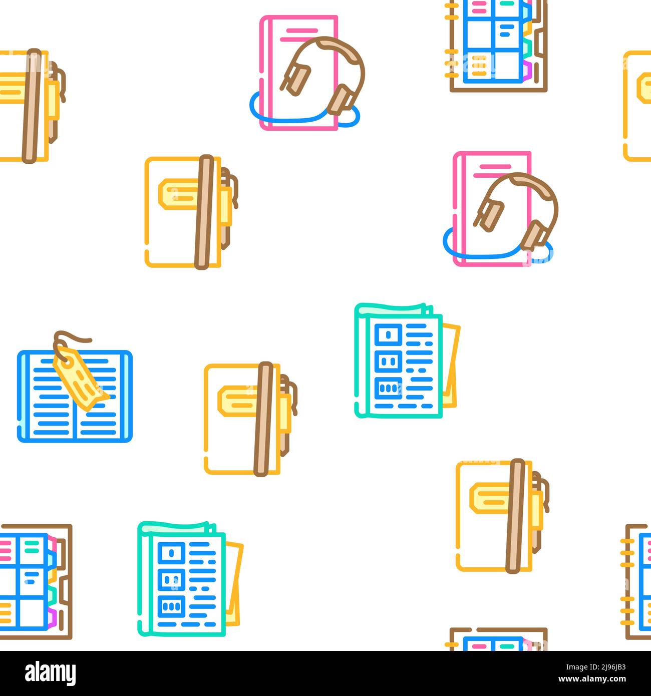 Book And Magazine Press For Read Icons Set Vector Stock Vector Image ...