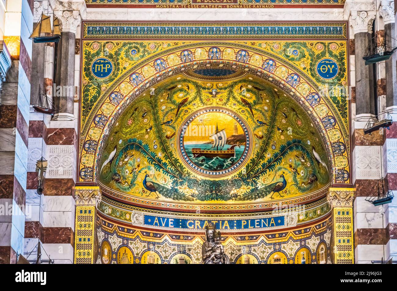 Black Madonna Mary Ship Mosaic Basilica Notre Dame de la Garde Catholic ...