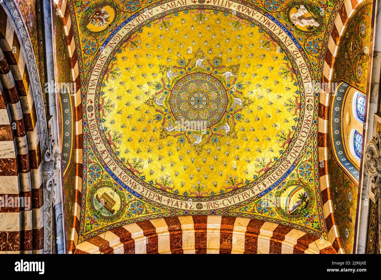 Golden Ceiling Pattern Mosaic Basilica Notre Dame de la Garde Catholic ...