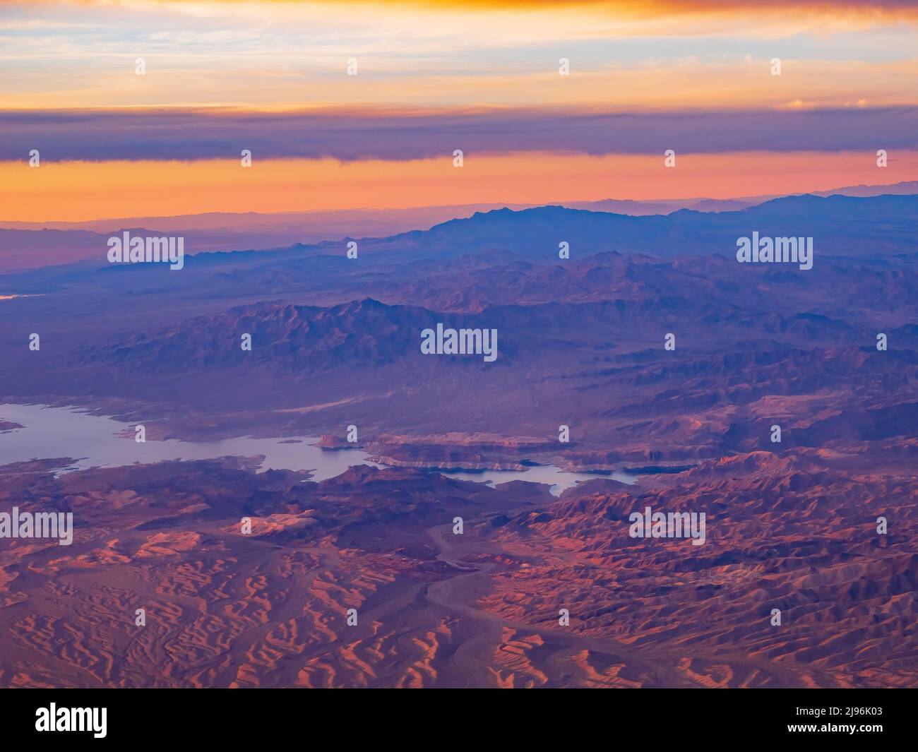Aerial view of the Temple Bar Marina, Colorado river between Arizona ...