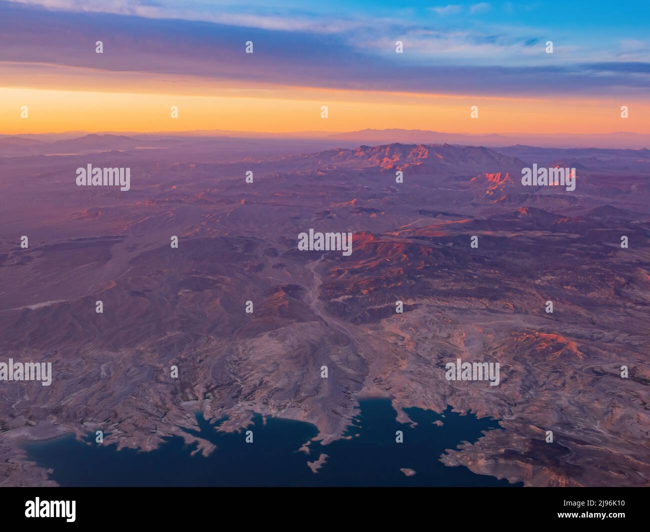 Aerial view of the landscape of Lake Mead National Recreation Area ...