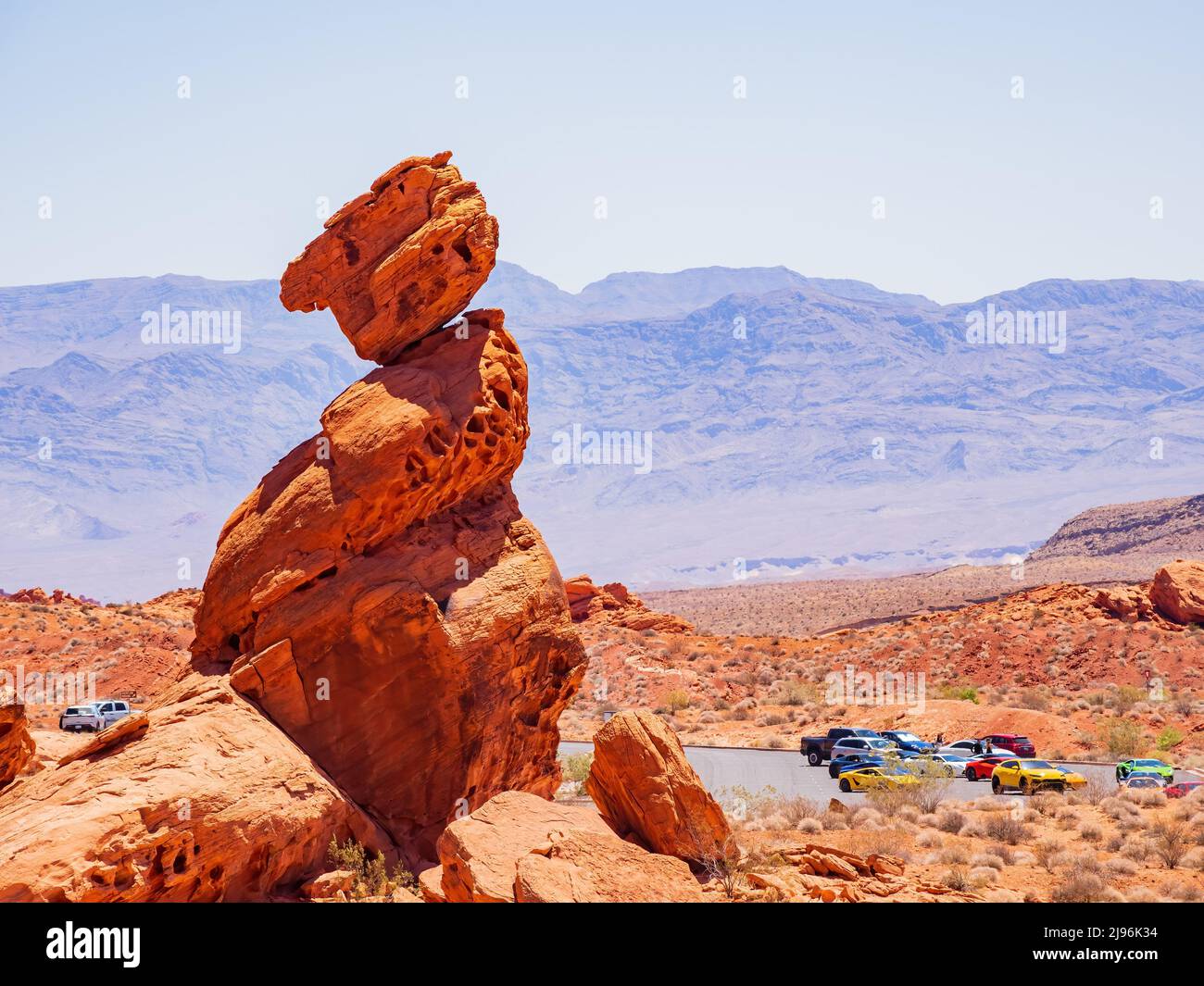 Sunny view of the balanced Rock of Valley of Fire State Park at Nevada ...