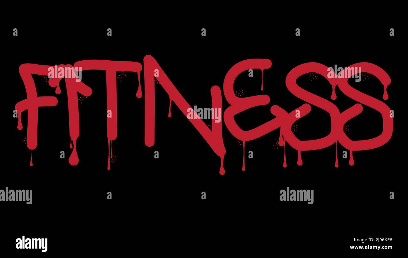 Fitness. Graffiti tag. Abstract modern street art decoration performed ...