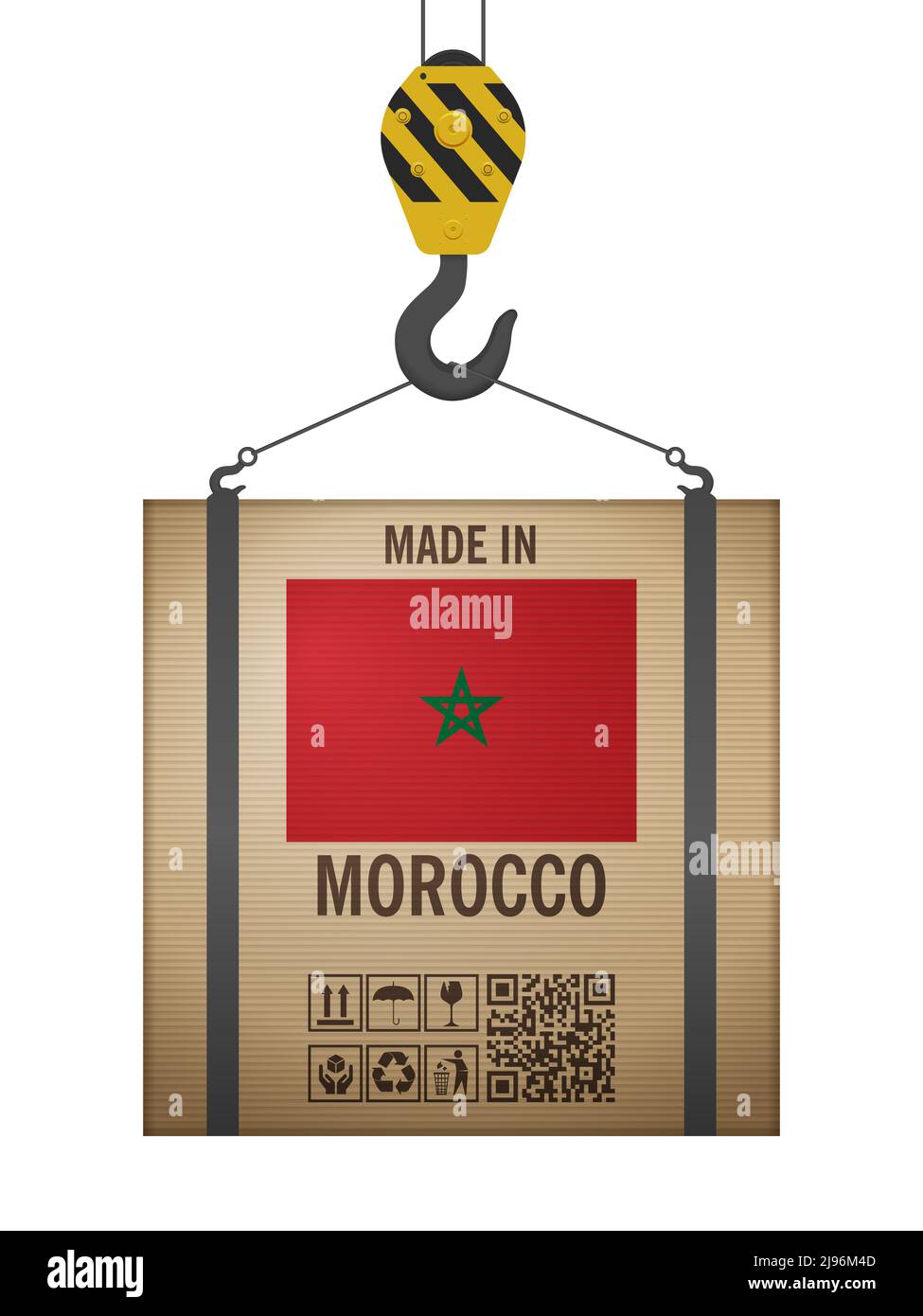 Hooked cardboard box made in Morocco on a white background. Vector ...