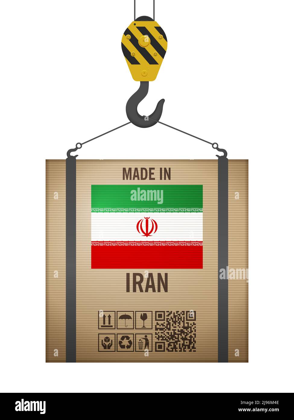 Hooked cardboard box made in Iran on a white background. Vector ...