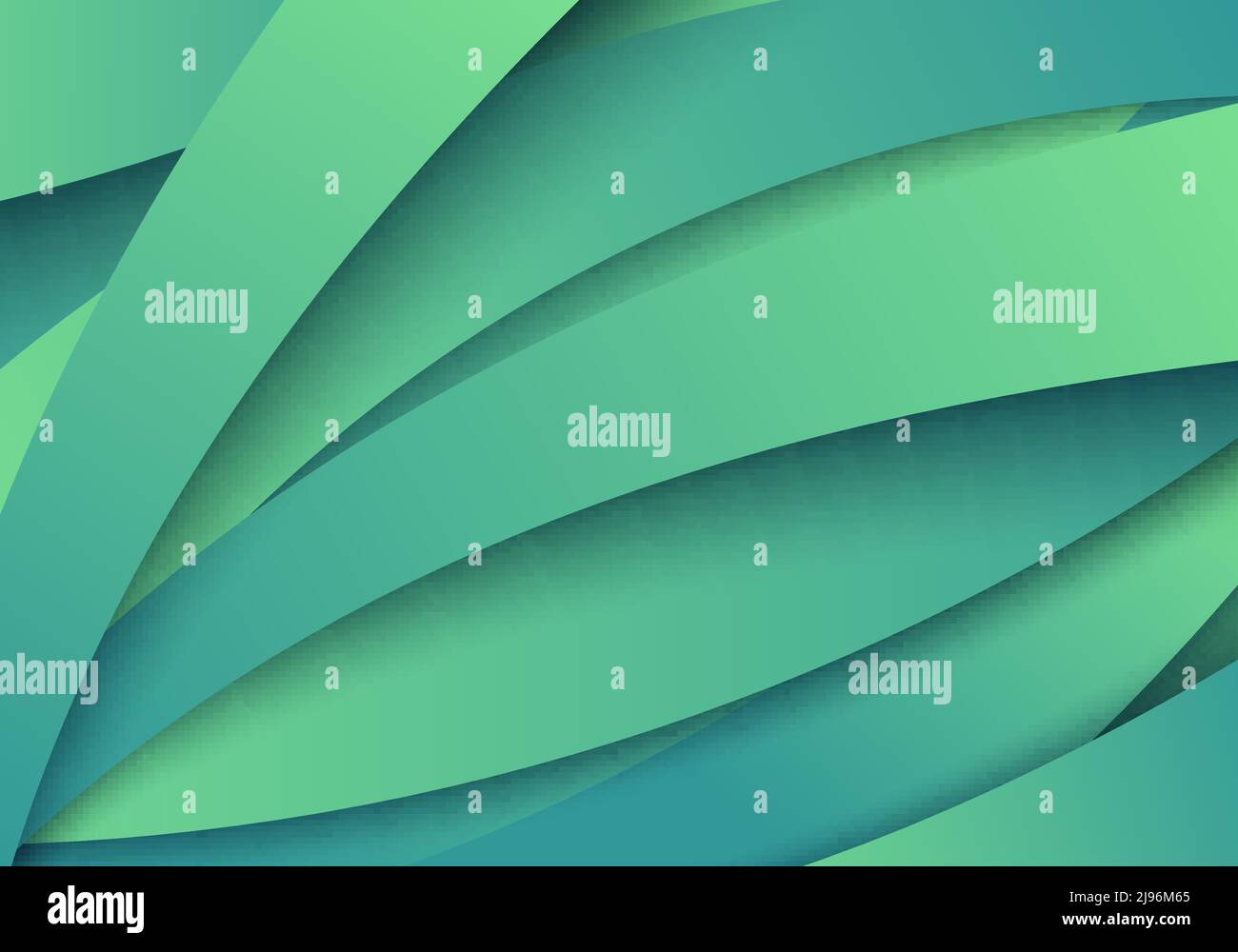 Abstract 3d Green Curved Stripes Pattren Overlapping Layer Background