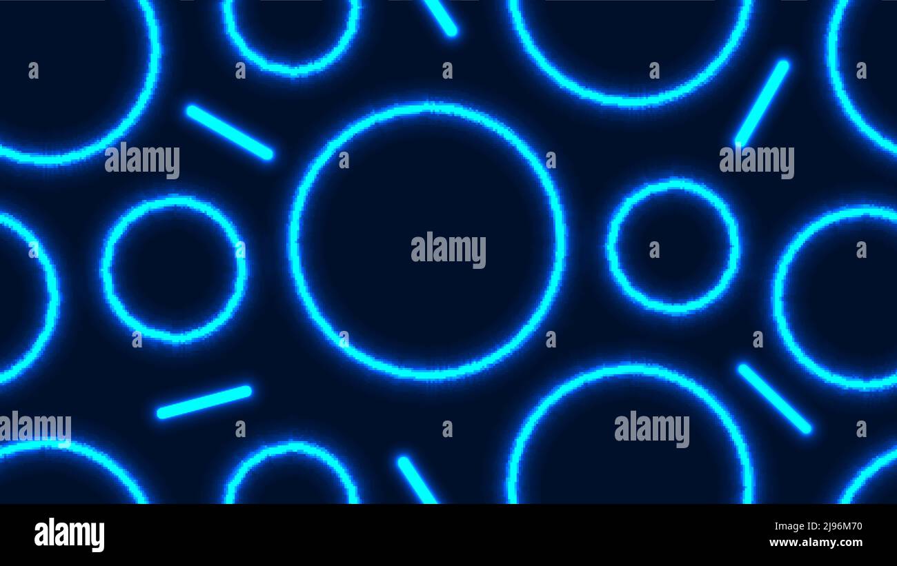 Abstract blue glowing neon lighting effect circles geometric seamless ...