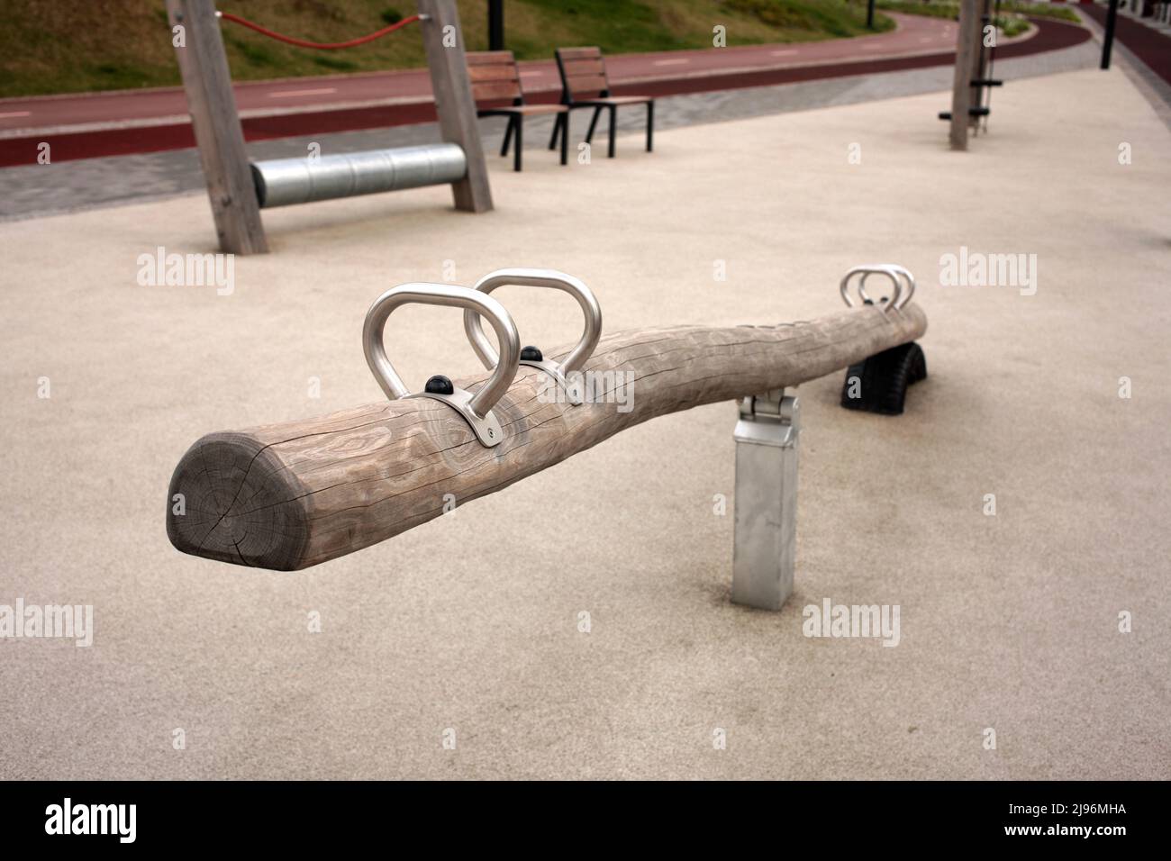 Big Childrens wooden swing on spring with comfortable handles for child ...