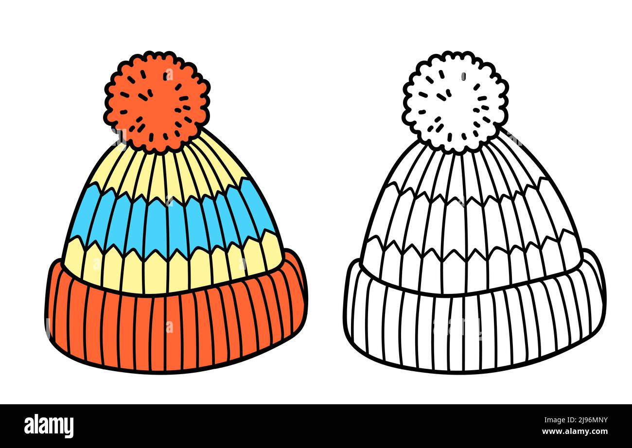 Knitted winter clothes, vector flat illustration. Skarf with pattern ...