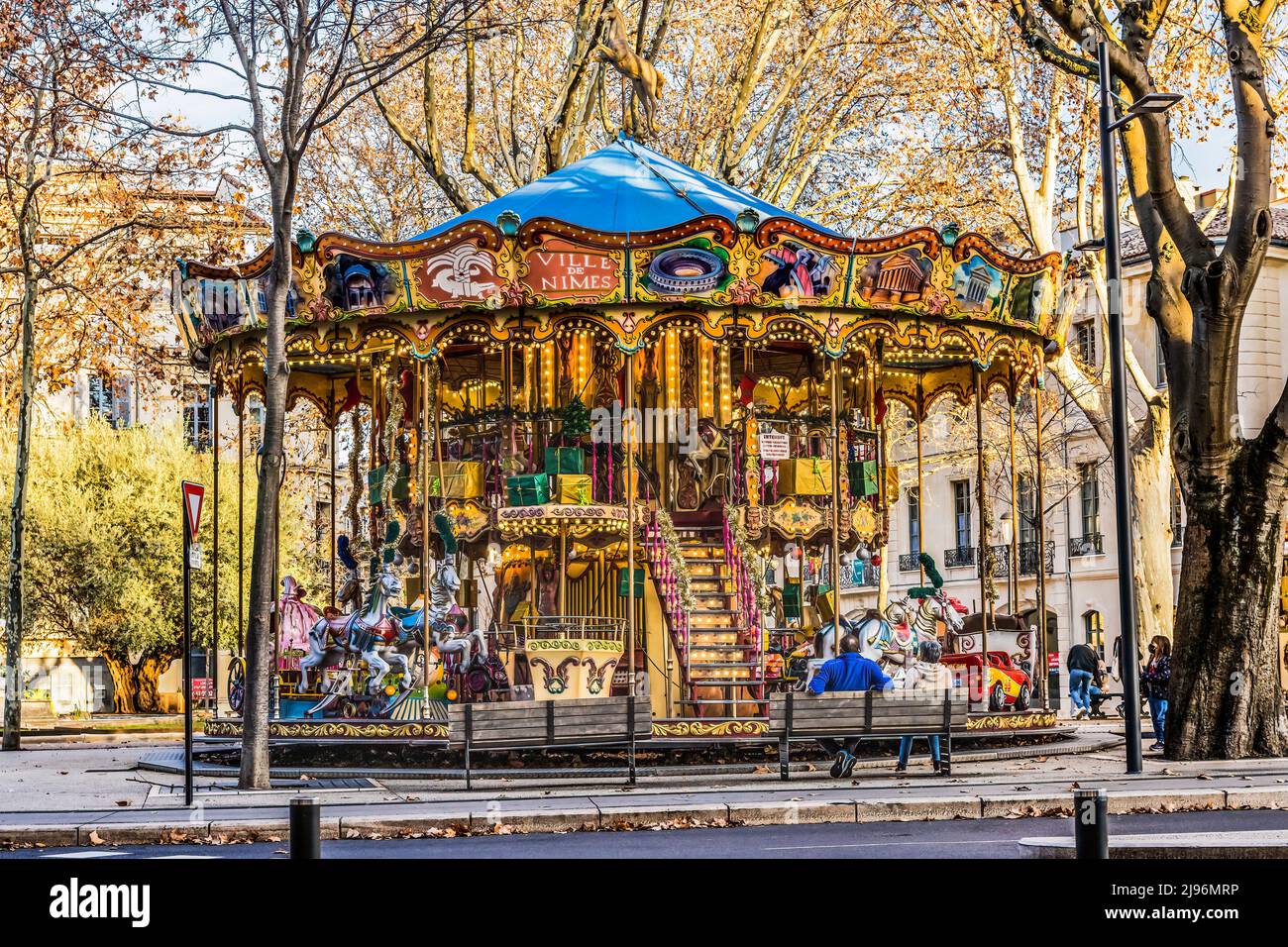 Christmas Carousel Old Merry Go Round Amusement Ride Nimes Gard France ...