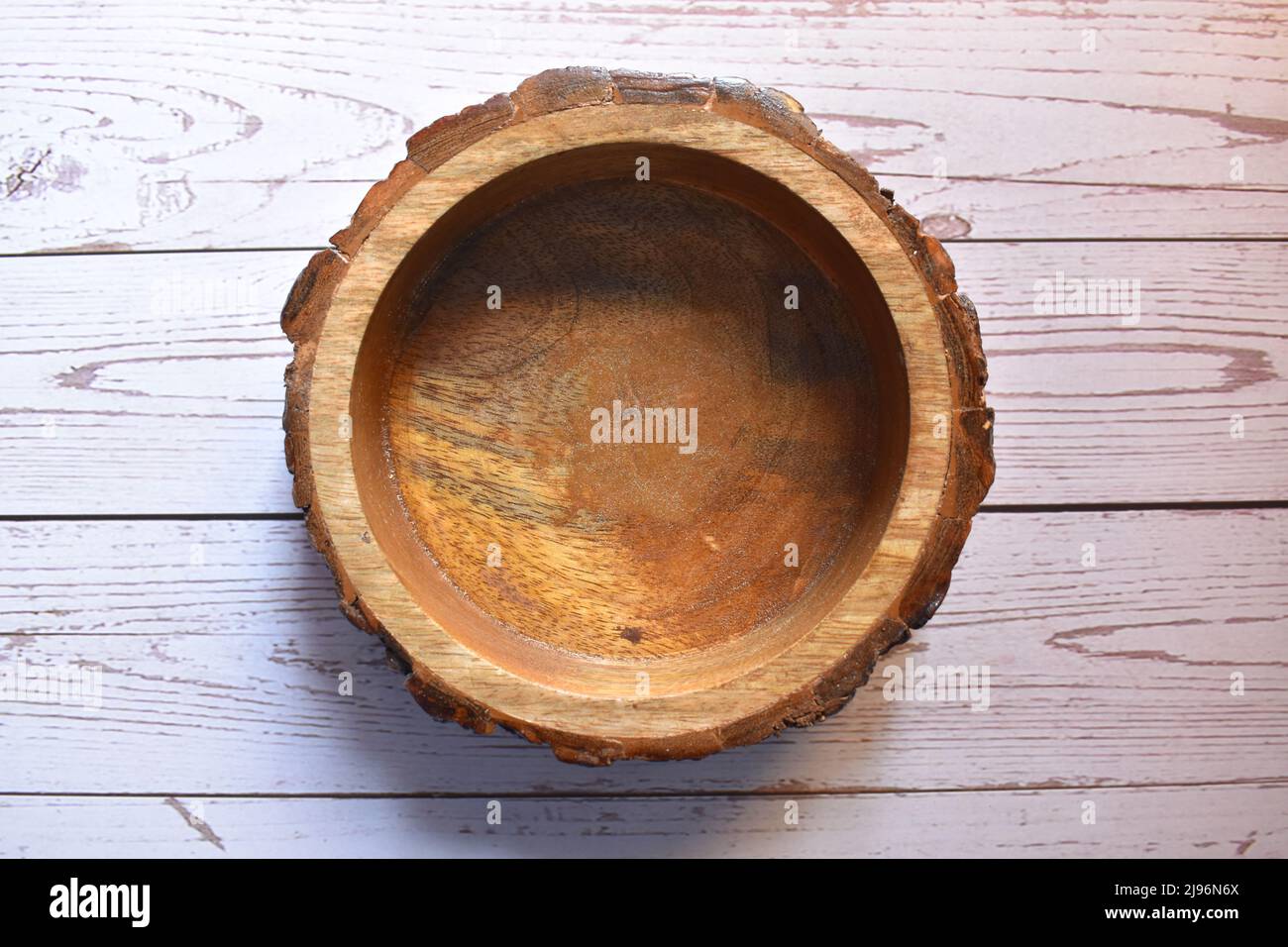 Brown color empty round rustic wooden bowl made from teak wood Stock ...
