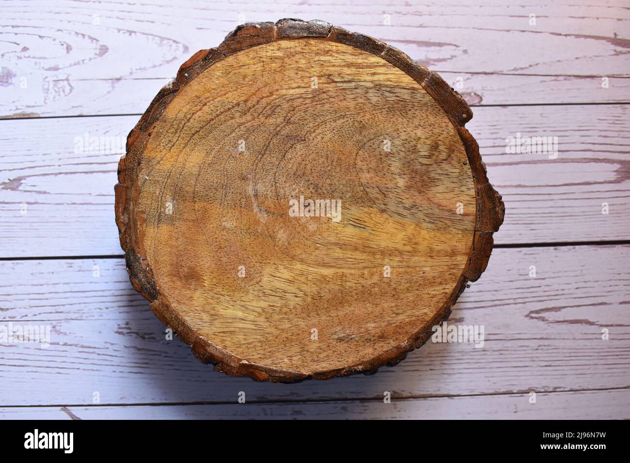 Brown color rustic round cut tree stump of teak wood Stock Photo - Alamy