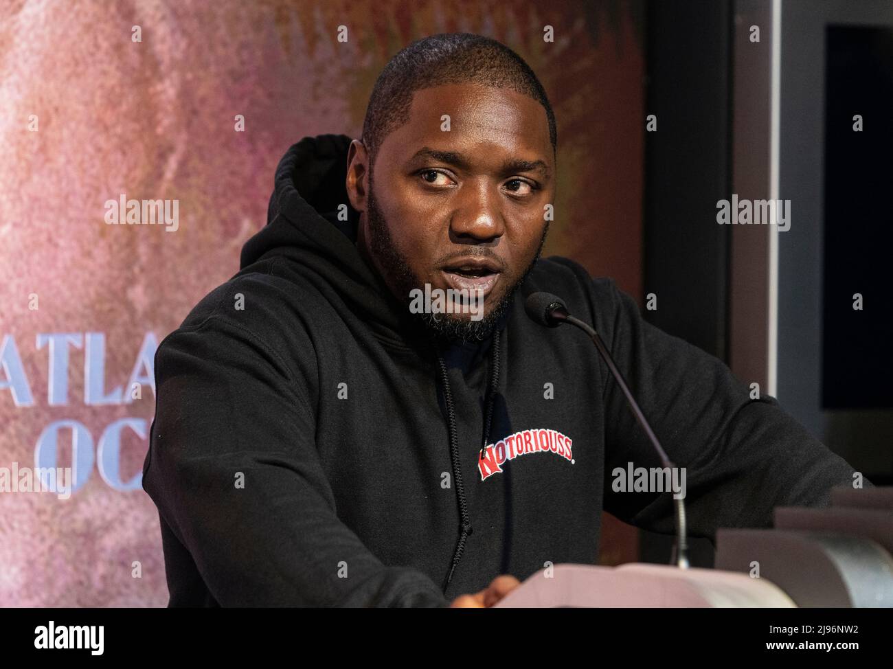 New York, NY - May 20, 2022: Lil' Cease speaks during visit to Empire ...