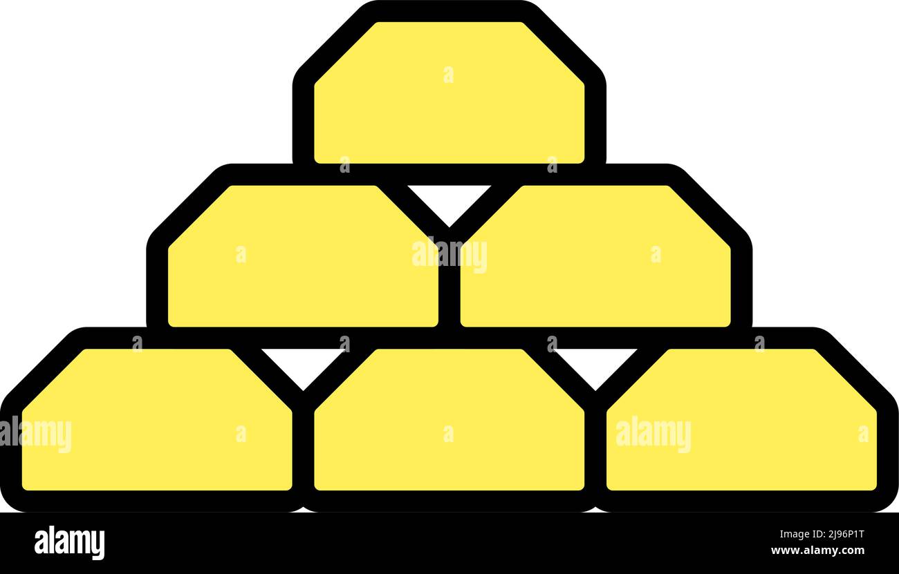 Gold Bullion Icon. Editable Bold Outline With Color Fill Design. Vector ...