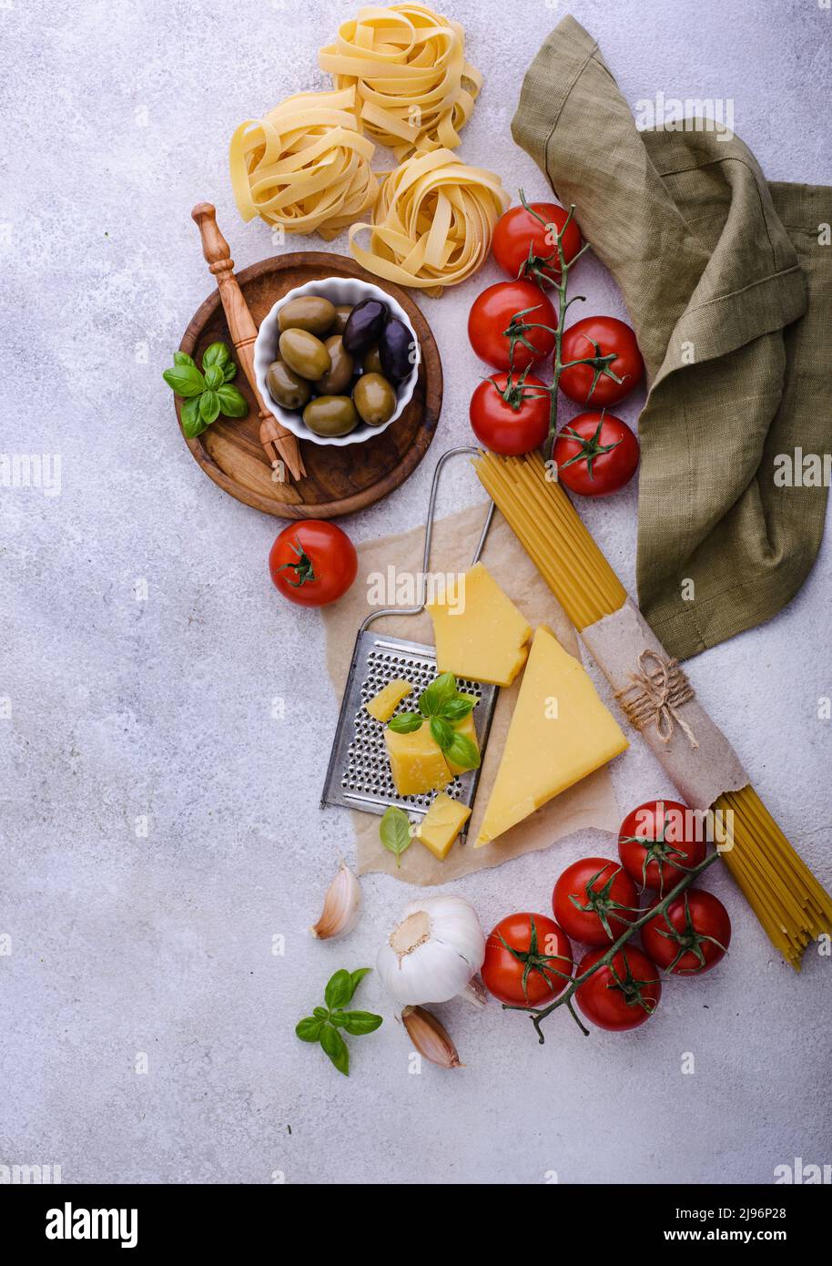 Italian food cooking background with pasta Stock Photo - Alamy