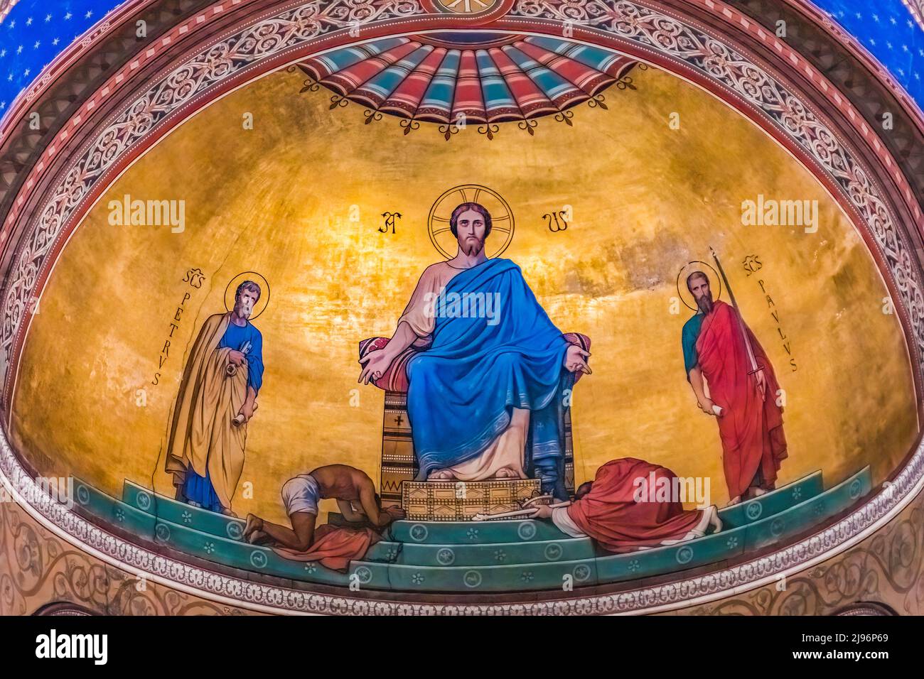 Jesus Christ Saints Paul Peter Fresco Saint Paul Church Eglise Sainit ...