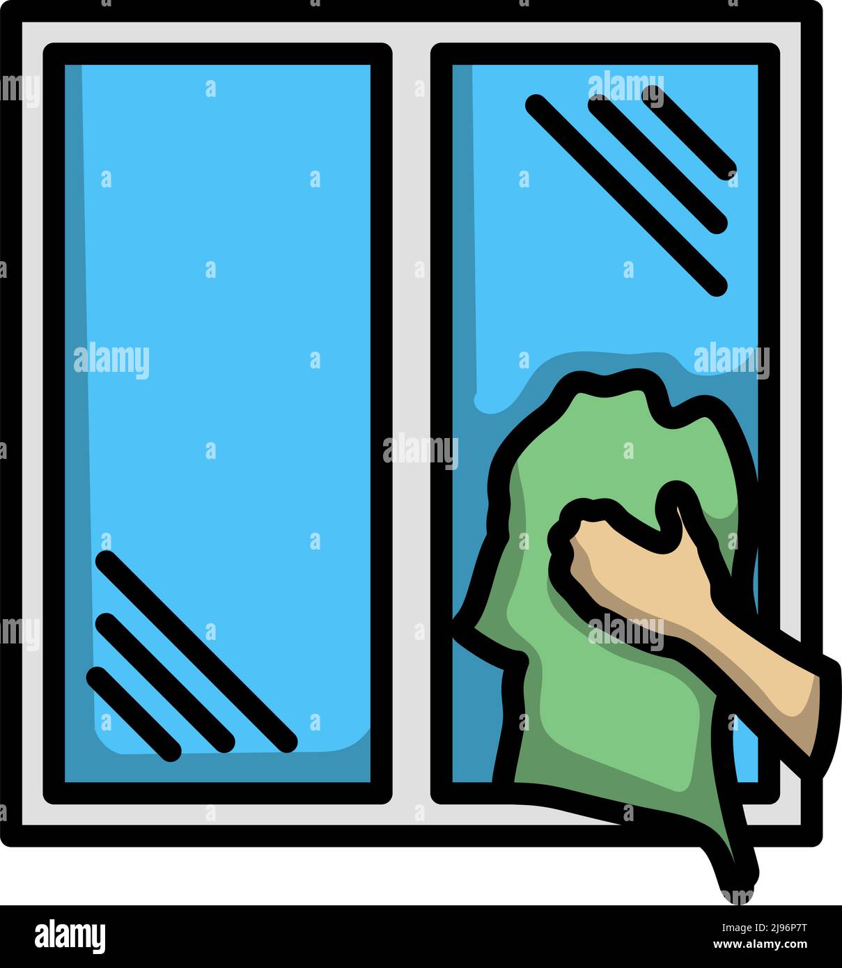 Hand Wiping Window Icon. Editable Bold Outline With Color Fill Design ...