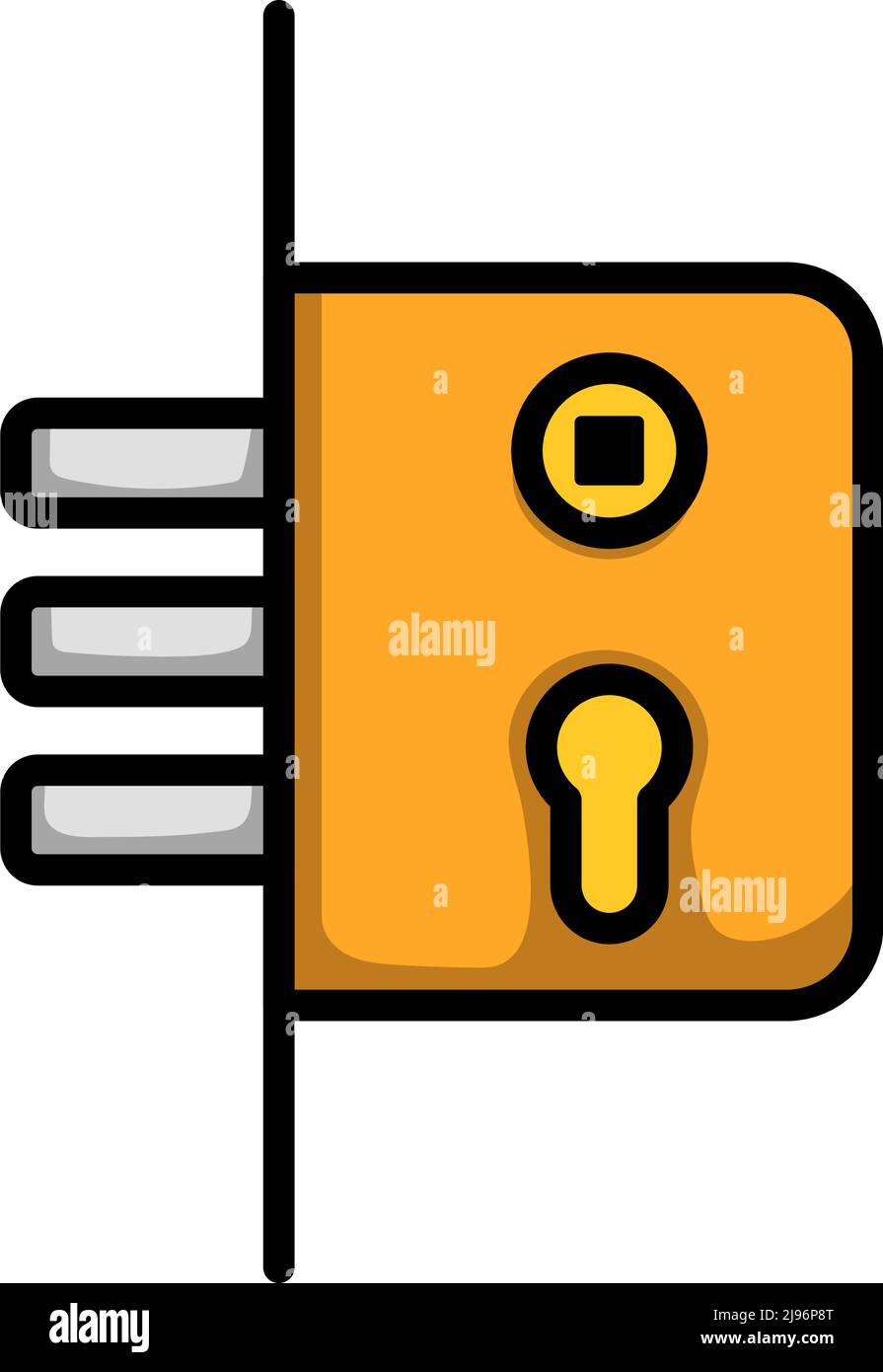 Door Lock Icon. Editable Bold Outline With Color Fill Design. Vector ...