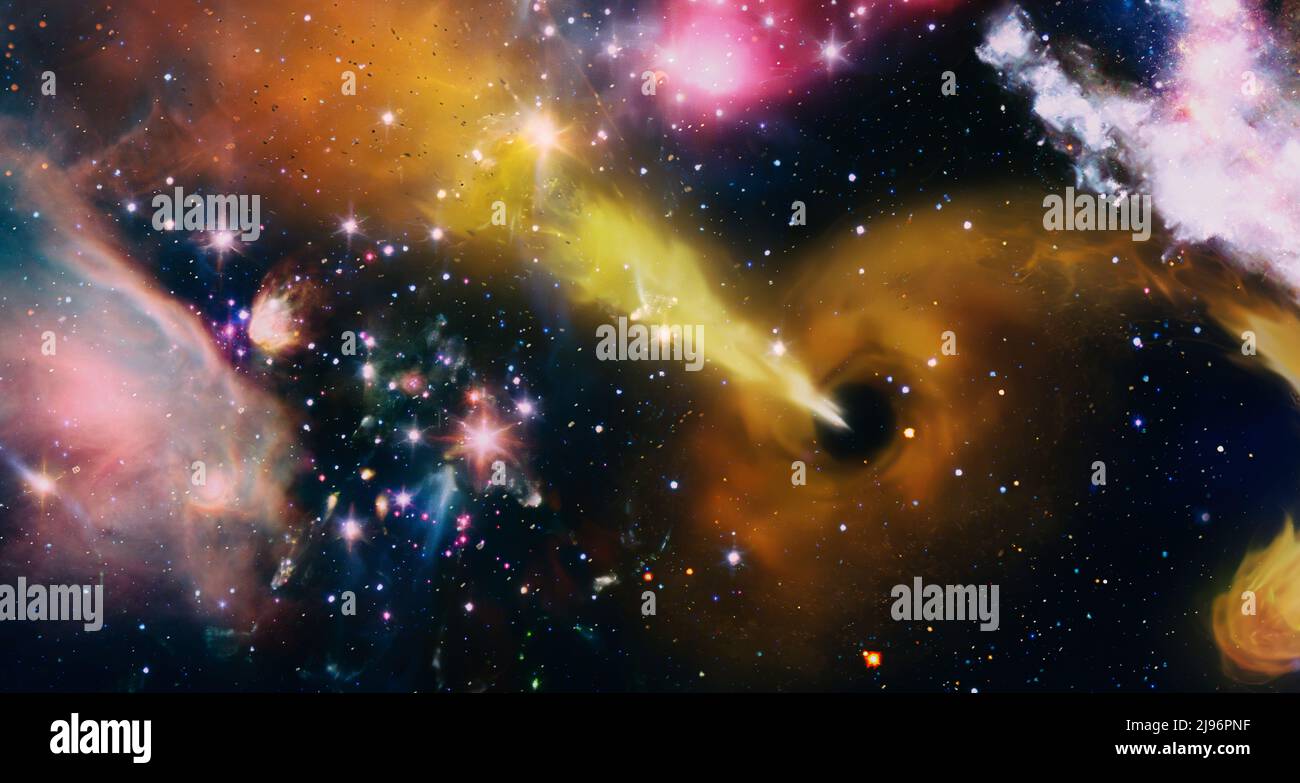 Stars of a planet and galaxy , Colored nebula and open cluster of stars ...