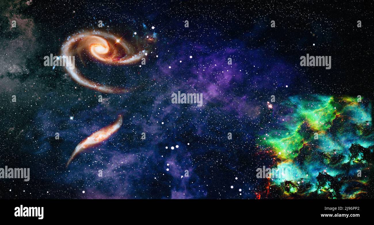 Stars of a planet and galaxy , Colored nebula and open cluster of stars ...