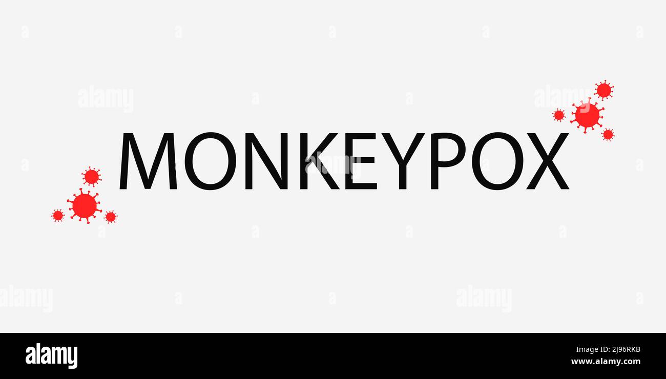 Banner with white background and text in black Monkeypox and with a ...