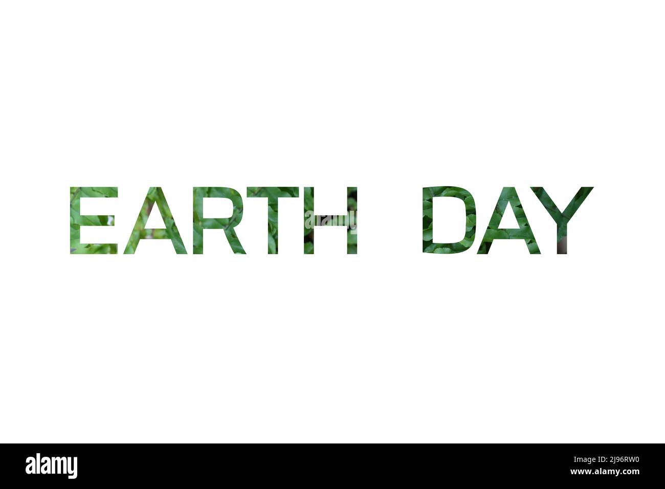 Earth day text with green grass within letters isolated on white ...