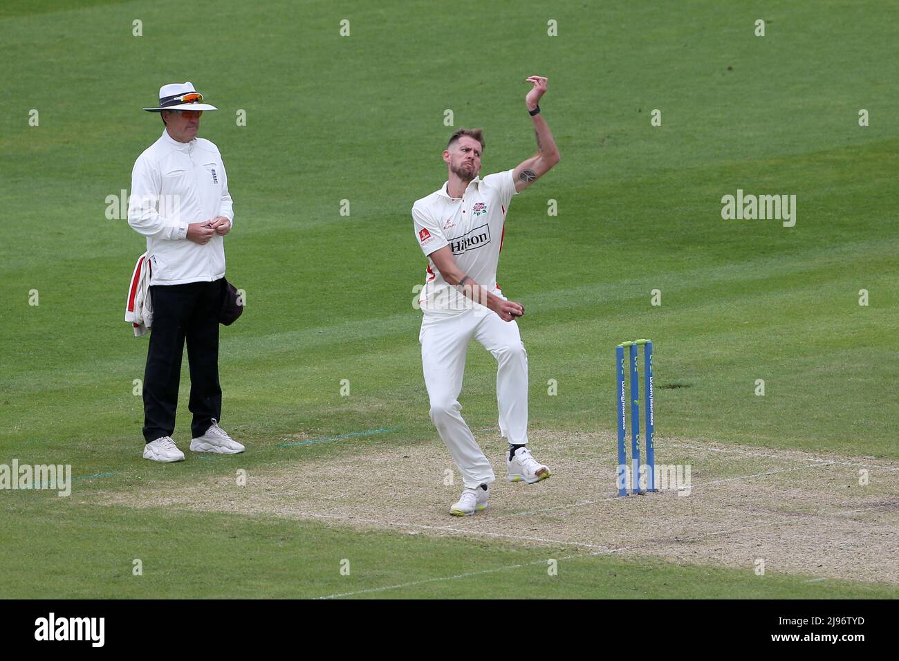 Tom Bailey of Lancashire in bowling action during Lancashire CCC vs ...