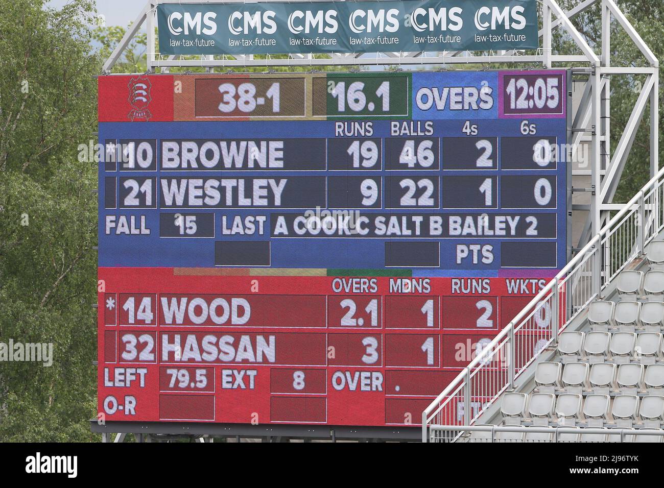 Rainbow colours on the scoreboard during Lancashire CCC vs Essex CCC ...