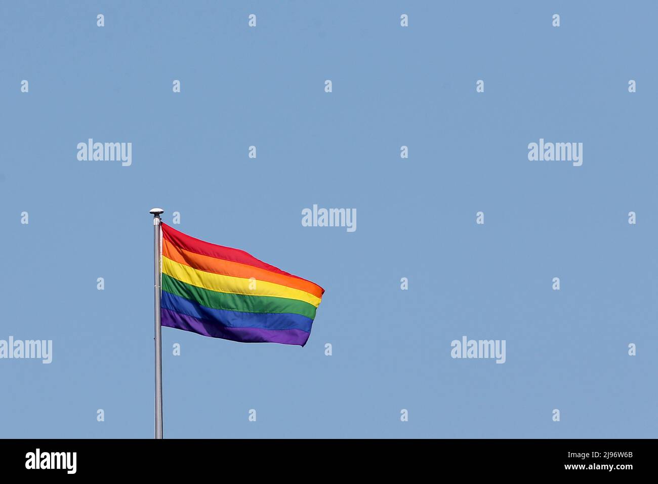 A rainbow flag flies over the ground during Lancashire CCC vs Essex CCC ...