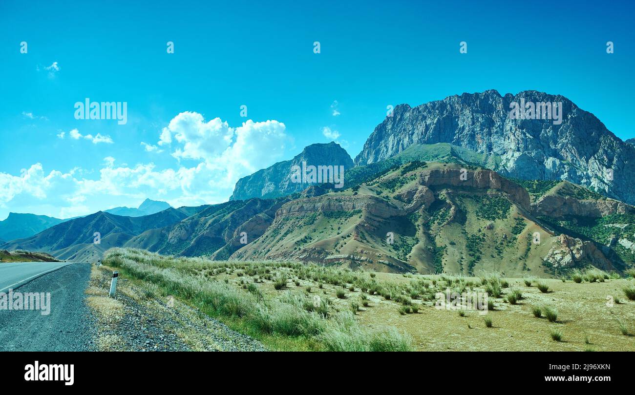 Rver valleys Gulcha , Pamir Highway, Kyrgyzstan, Central Asia Stock ...
