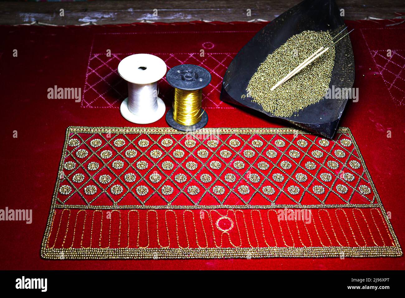 shari creation with hand and hand needle and nylon yarn and silk yarn ...