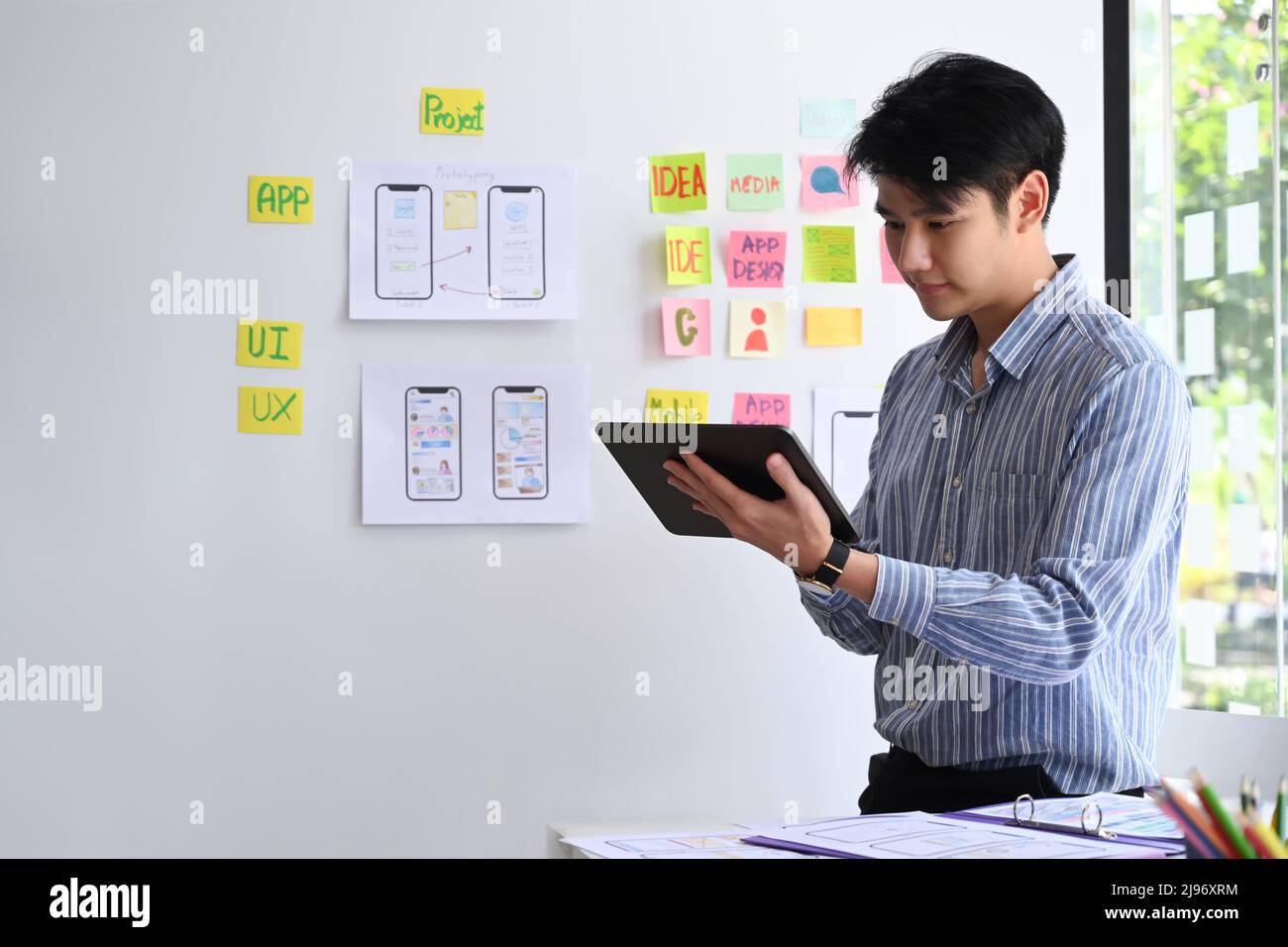 Professionals web developer planning application and developing template layout, framework for ...