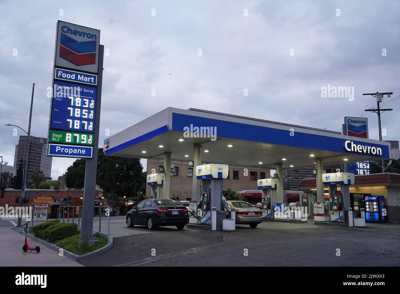 Gasoline prices over $7 per gallon at a Chevron Station, Friday, May 20 ...