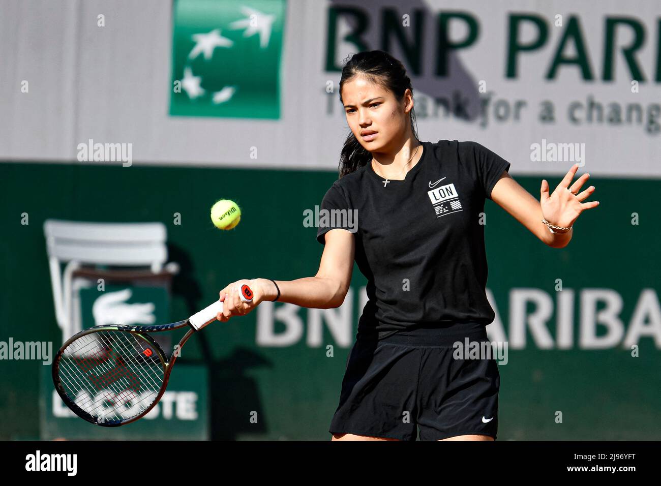 Emma Raducanu of Great Britain during the French Open (Roland-Garros ...