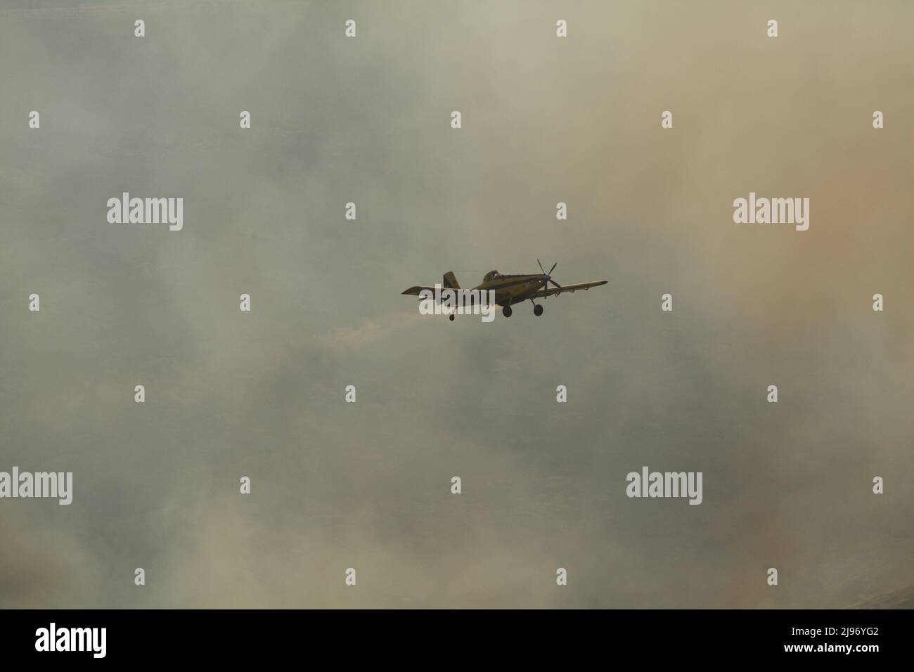 Air Tractor AT-802 Fire fighting aircraft extinguishing a fire Stock ...
