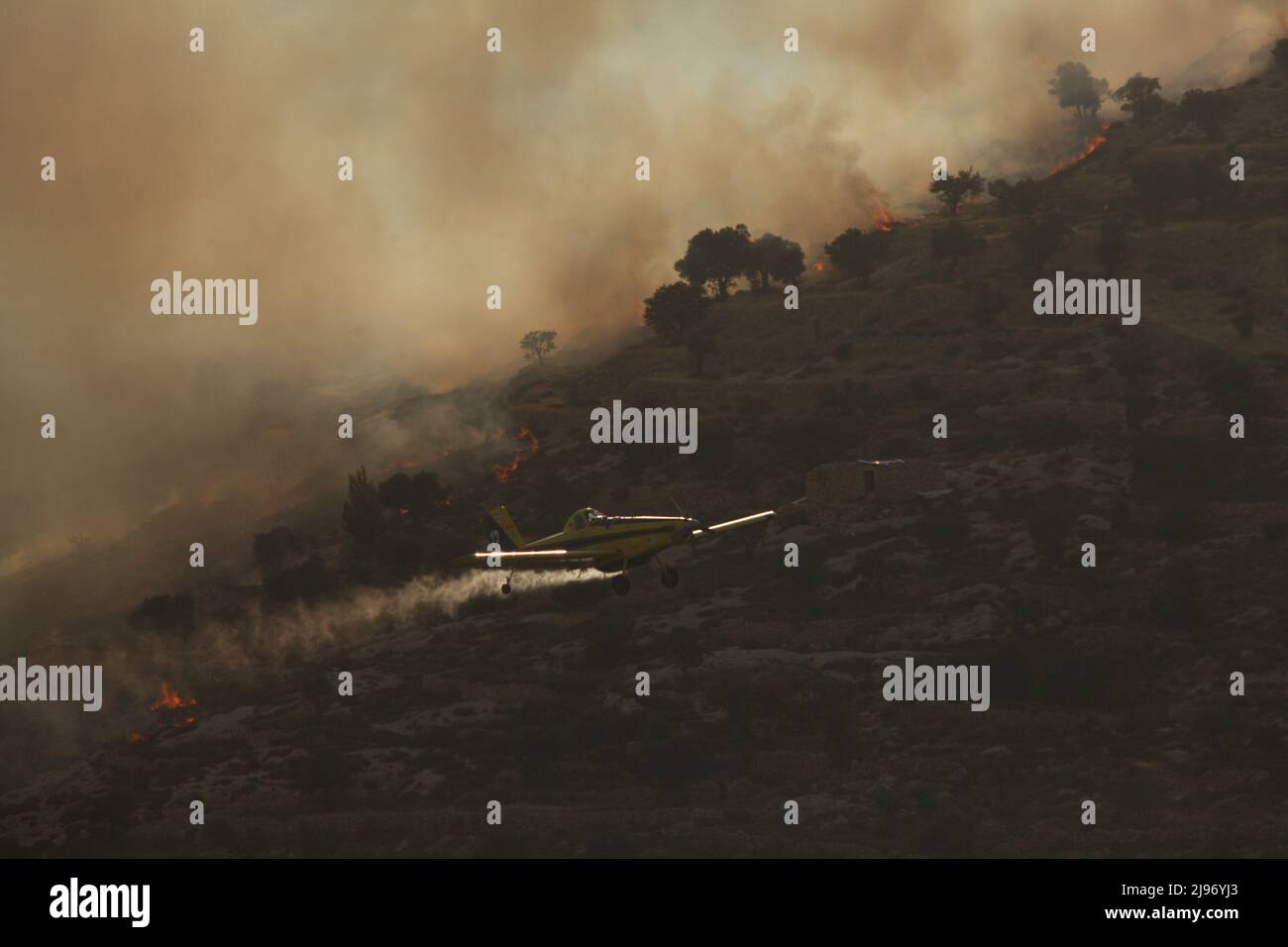 Air Tractor AT-802 Fire fighting aircraft extinguishing a fire Stock ...