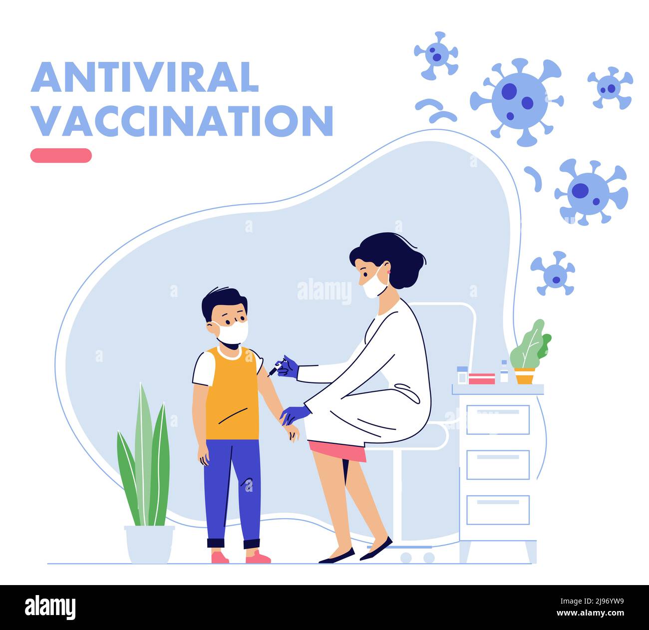 Doctor pediatrician makes an injection of flu vaccine to a kid in ...