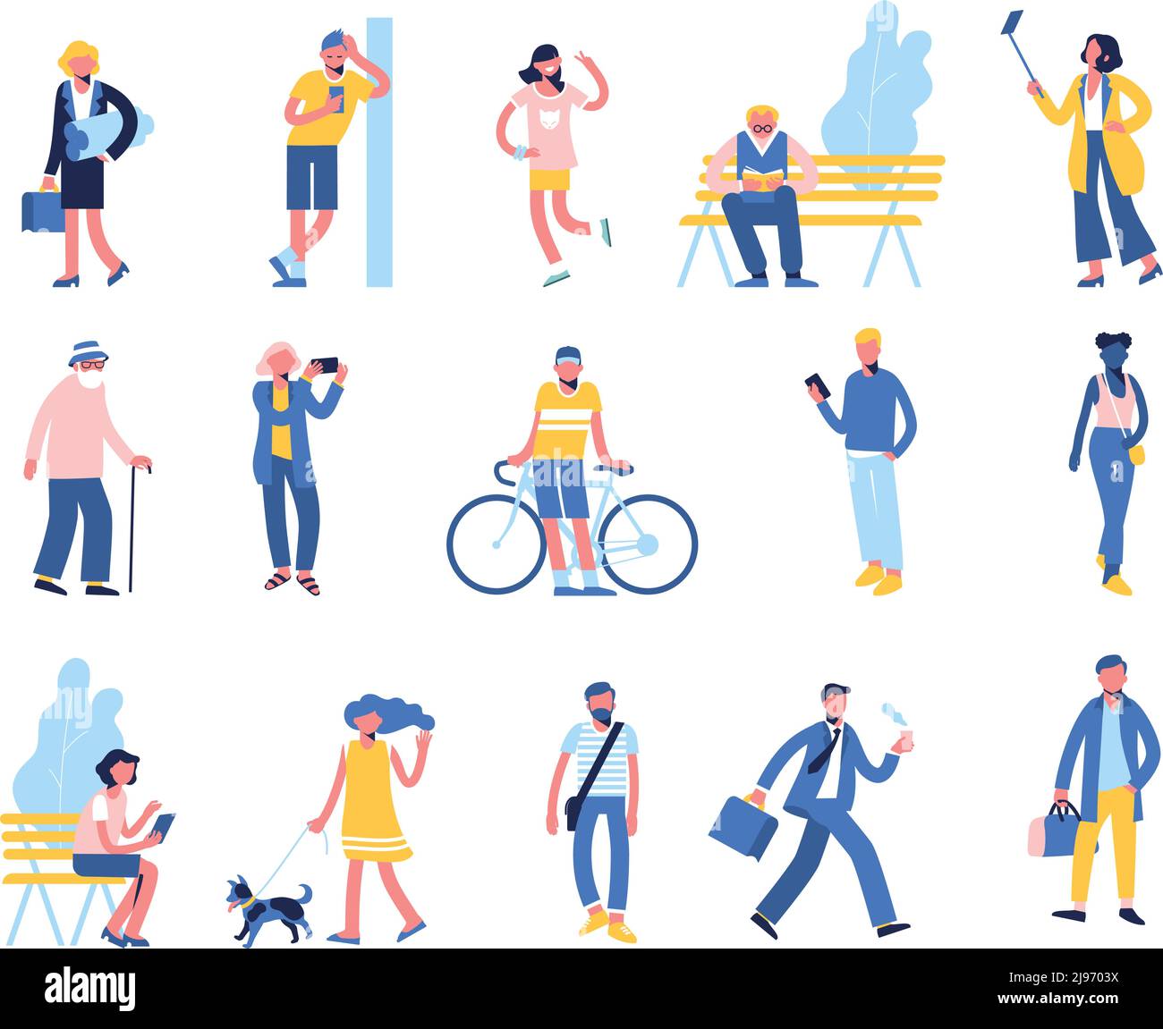 Male and female characters in flat style isolated on white background ...