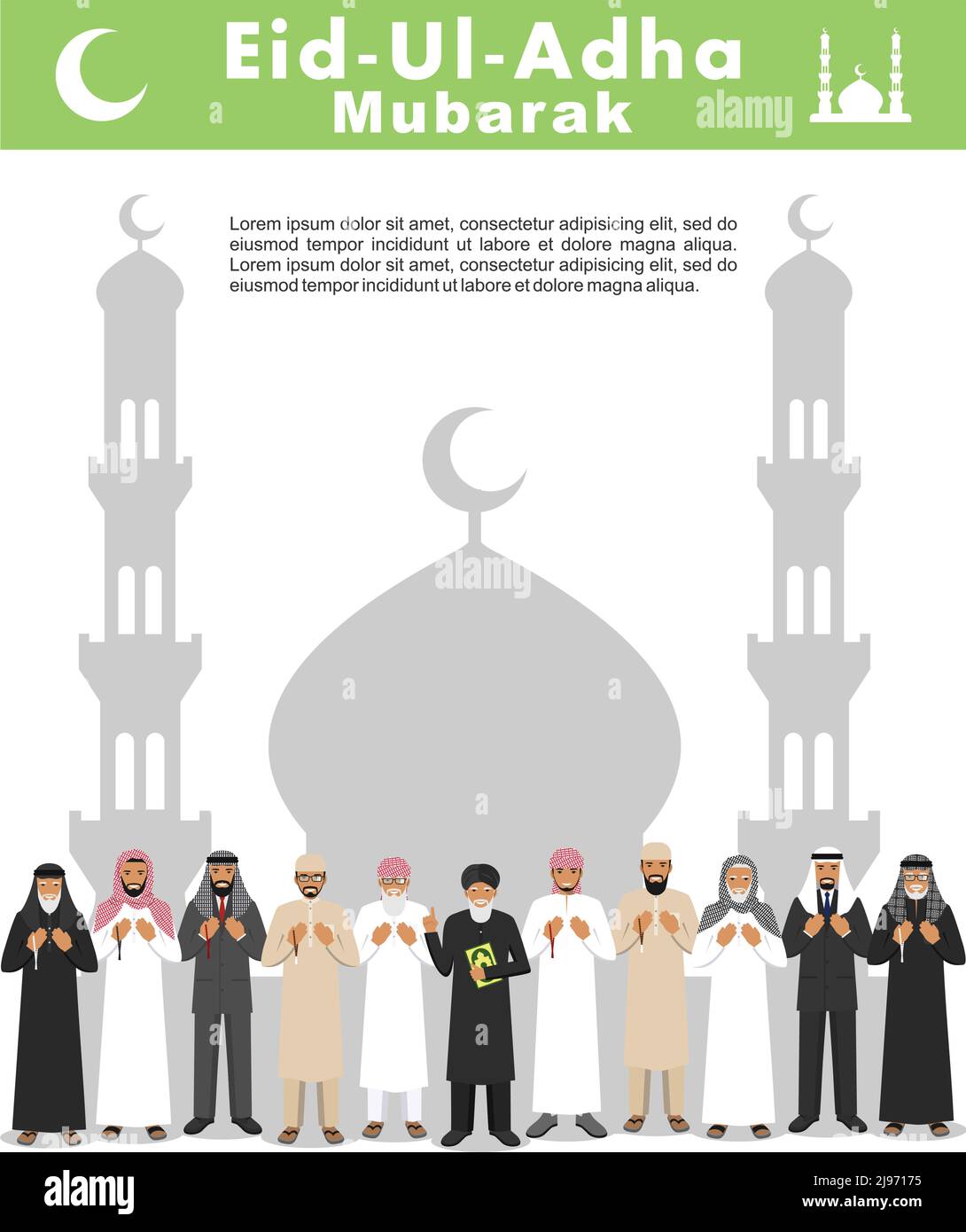 Muslim holiday Eid al-Adha. Feast of the Sacrifice. Islamic people ...