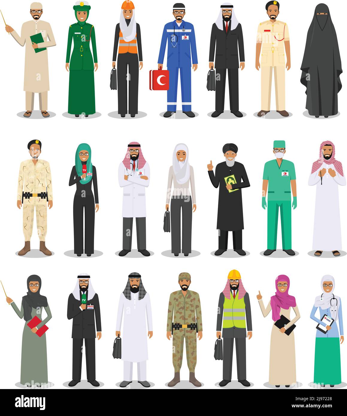 People occupation characters set in flat style isolated on white ...