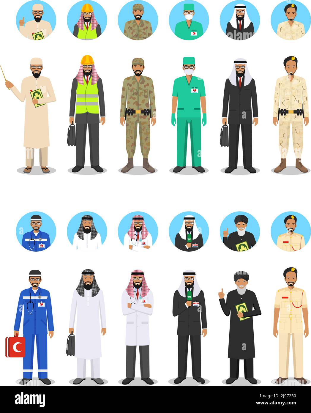 People occupation characters set in flat style isolated on white ...