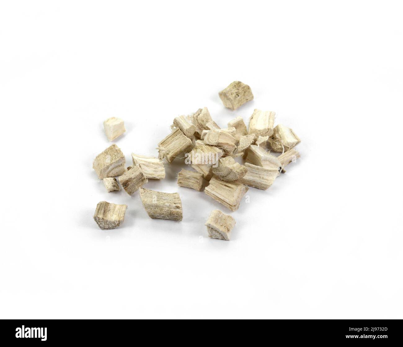 Pile of dried and sliced marshmallow root (Althaea officinalis ...